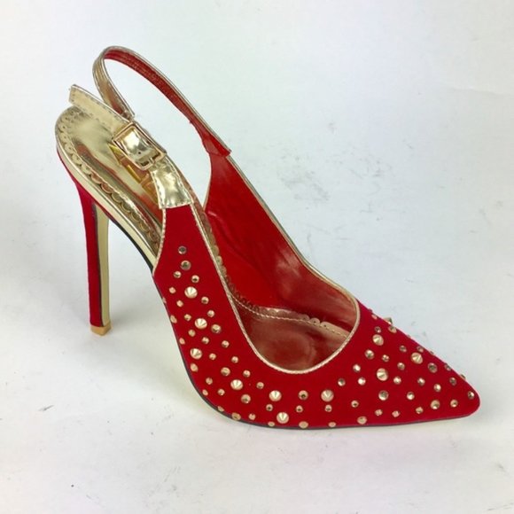 Alba | Shoes | Red Gold Slingback High Heels | Poshmark